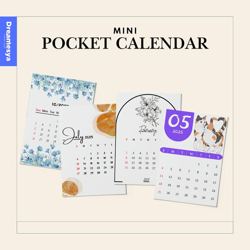 Small Mini Pocket Calendar 2026 A7 Customise Date Simple Light - TikTok ...