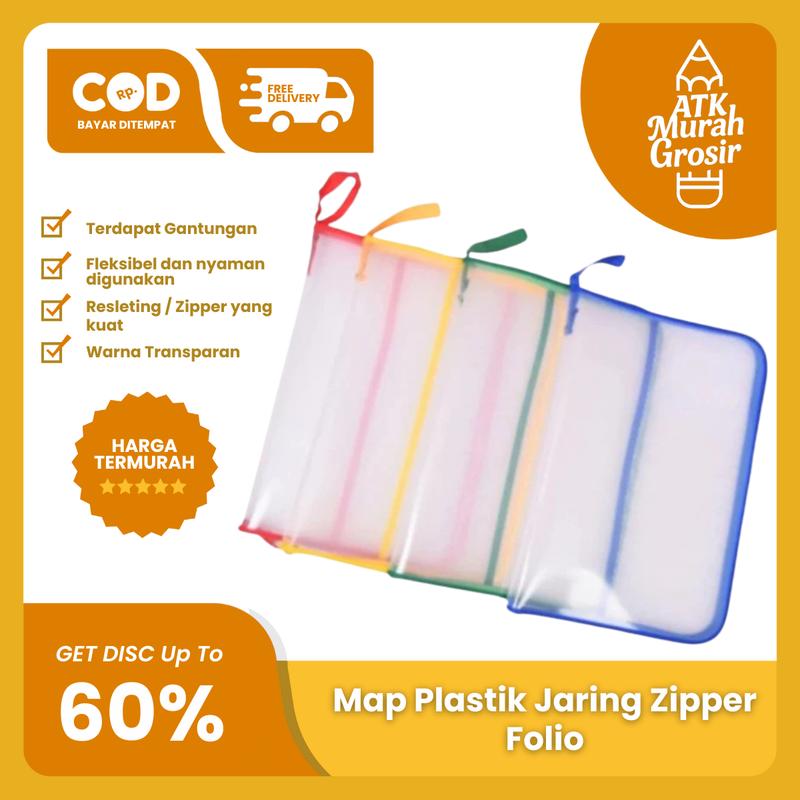 Map Plastik Resleting Jaring Zipper Bag File F4 Tas Dokumen - Shop ...