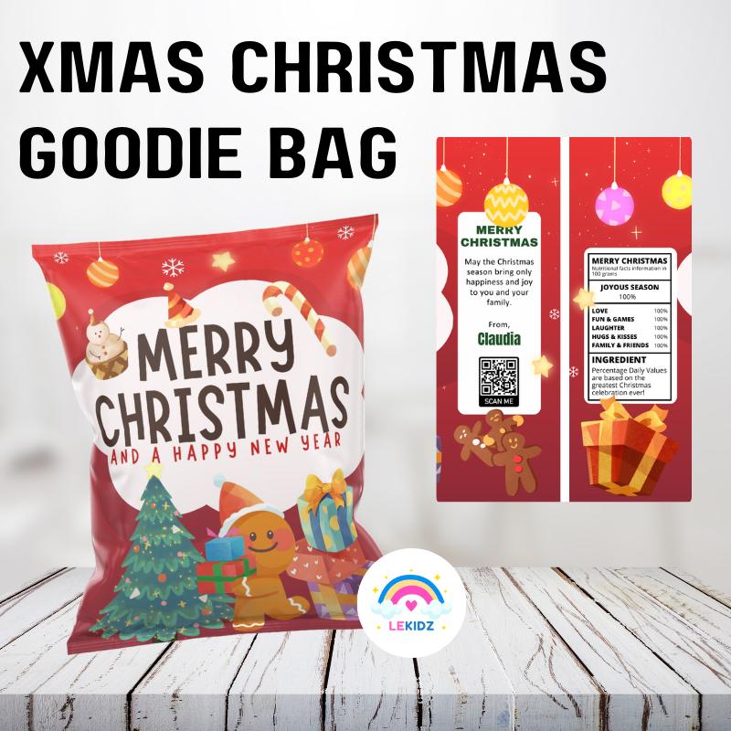 XMAS Christmas Empty Personalised Goodie Bag Party Bag Chip Bag ...