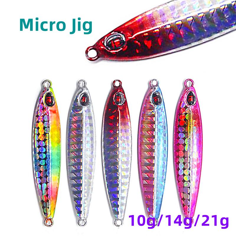 Micro Jig, Jig Logam, dengan Mata 3D, 10g-21g, Umpan Jig Perlahan ...