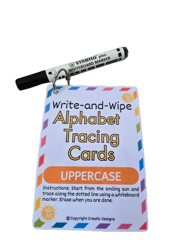 Write & Wipe Alphabet & Number Tracing Cards dotted lines Flash ...
