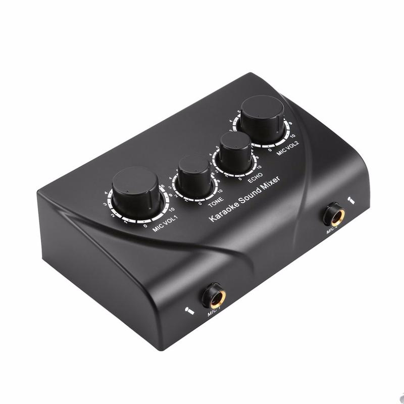Portable Dual Mic Inputs Audio Sound Mixer For Amplifier & Microphone ...