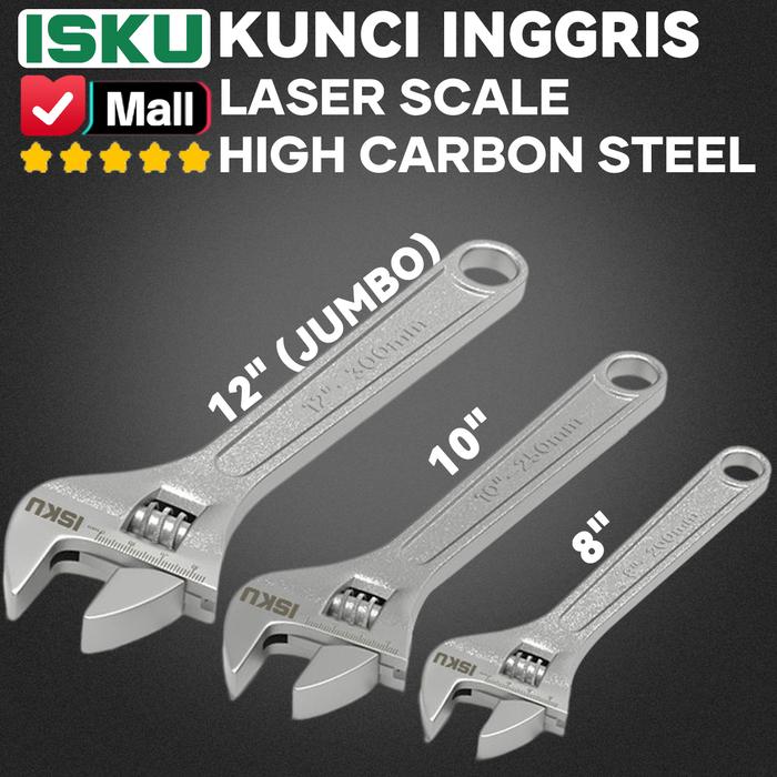 Promo ISKU Kunci Inggris Adjustable Wrench 8 10 12 Inch Alat Buka Baut ...