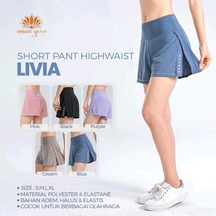 Jual Short Pant High Waist Livia 2in1 Sporty Legging Wanita - Pink, S ...