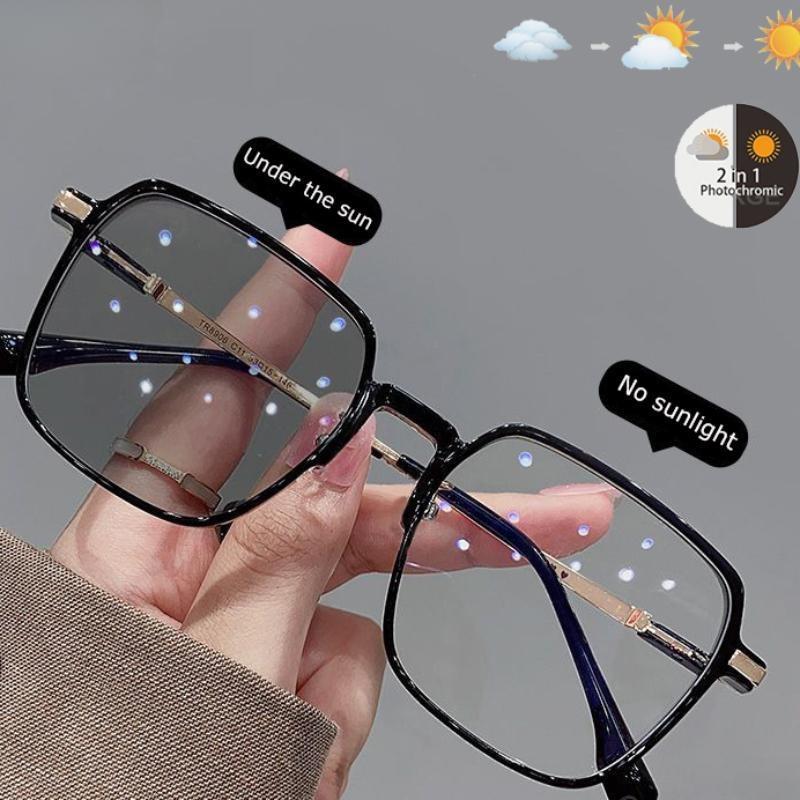 Color-changing Anti-blue Glasses Large Frame Fashion Photochromic ...