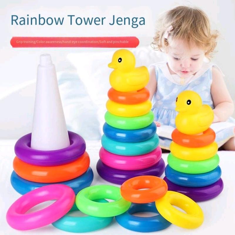 【BIBI.KIDS】Children's Rainbow Tower Jenga Toys Stack High Colorful ...