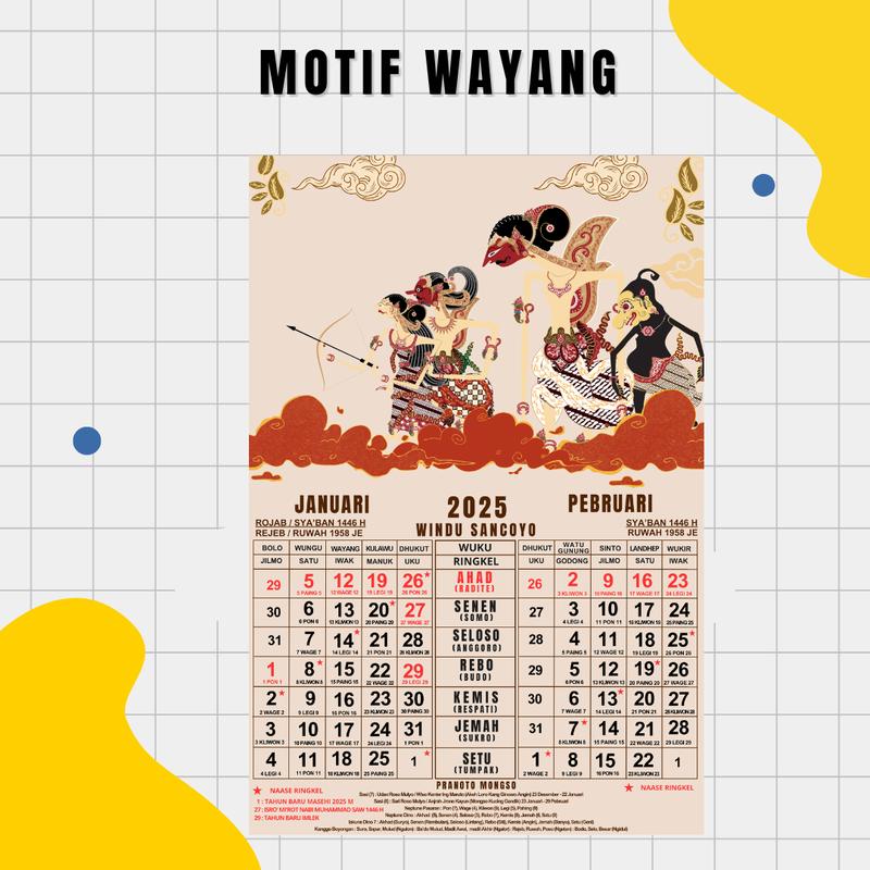 Kalender Jawa 2026 Wuku & Ringkel Ukuran A3+ 32cm x 48cm Bahan Glossy ...