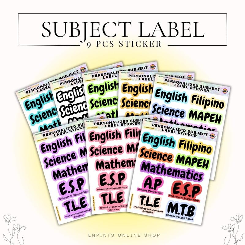 9PCS SUBJECT LABEL STICKER SET | Water-resistant | 1 Sticker - TikTok ...