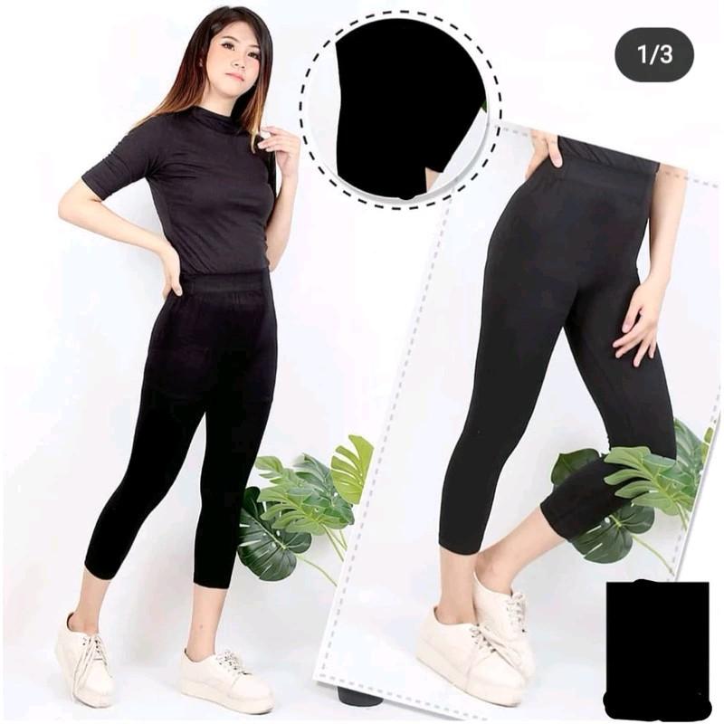 LEGGING HITAM 3/4 UKURAN 5L Wanita Dewasa - Shop | Tokopedia