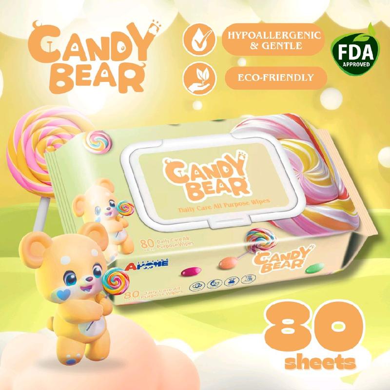 CANDY BEAR [5PACKS]-Daily Care All Purpose Wipes, Hypoallergenic ...
