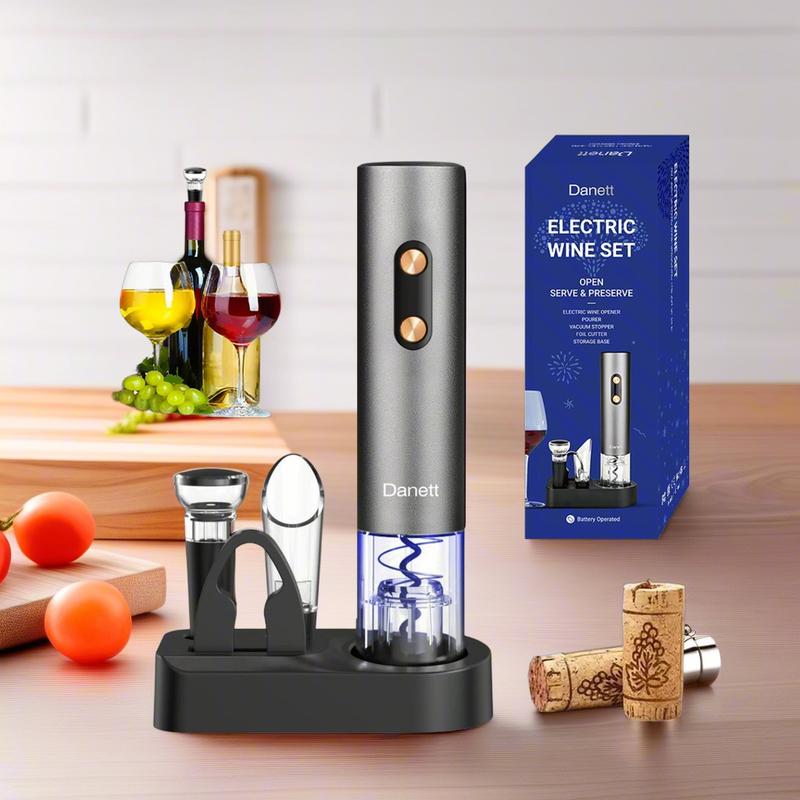 Danett 5-in-1 Electric Wine Opener Gift Set Stainless Steel Electric ...