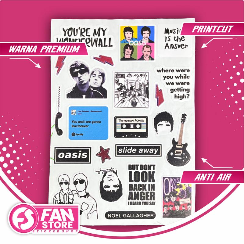 22 Pcs Stiker Band Oasis Vinyl Premium Anti Air Tinggal Tempel - Stiker ...