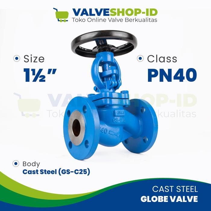 Jual Globe Valve DN40 1 1/2" Inch PN40 Cast Steel GS-C25 - Kota ...