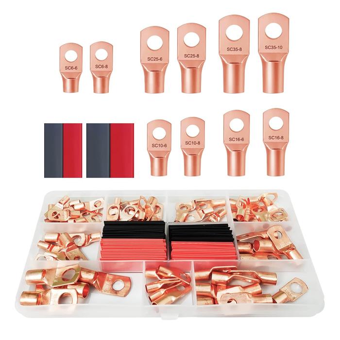 Jual 130PCS Copper Ring Terminal Wire Lugs Kit SC6-35 Lug Bare Cable ...
