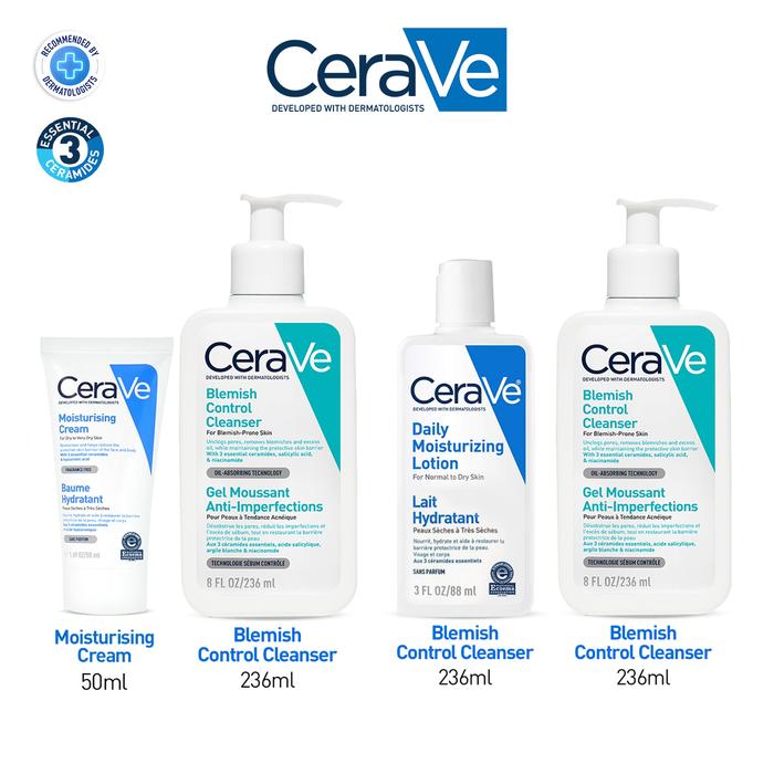 Promo CeraVe Acne Care & Barrier Support Set - Blemish Cleanser 236 ML ...