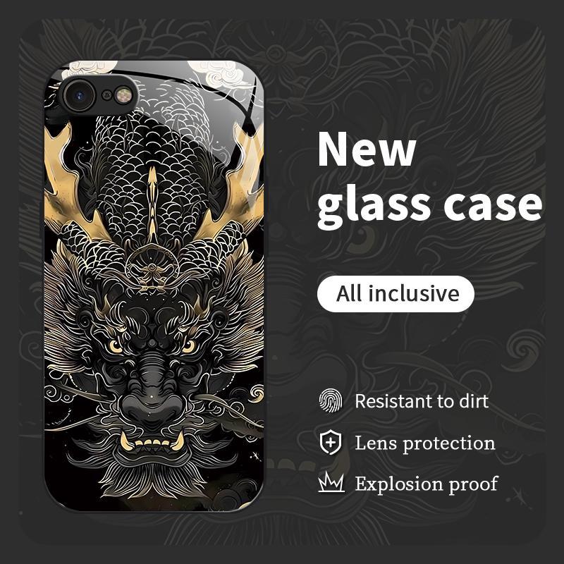 Casing for iPhone,black dragon,Glass hard shell case,Anti drop - TikTok Shop Singapore