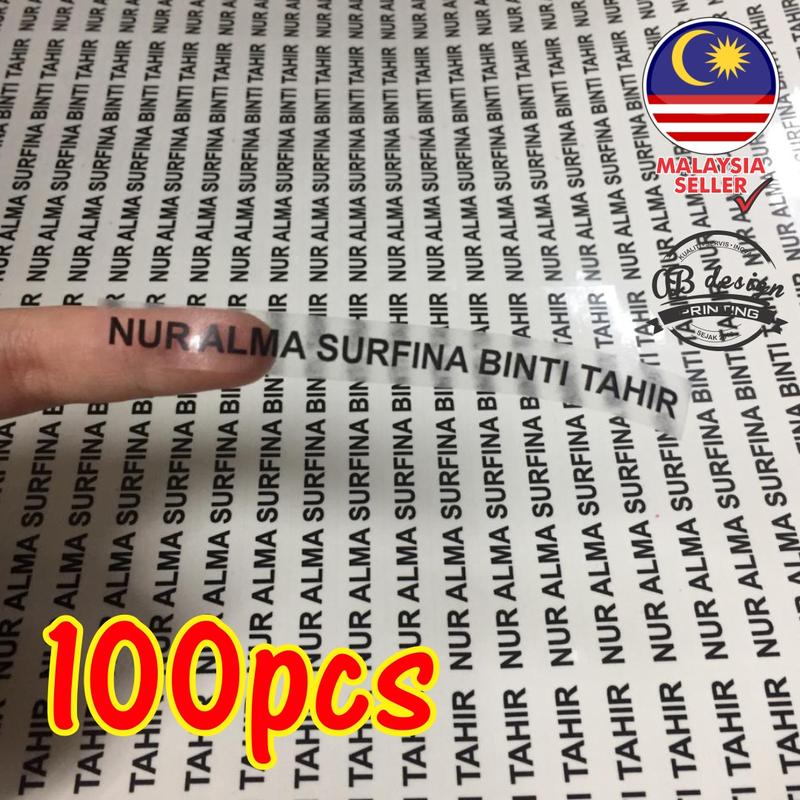 100pcs Sticker Label Nama Trasparent @ Putih @ Color - TikTok Shop Malaysia