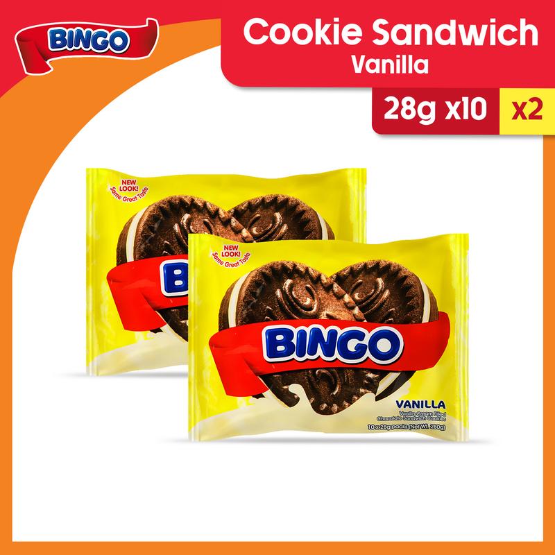 Bingo Cookie Sandwich Vanilla filled Choco 28g x 10 X 2 - TikTok Shop ...