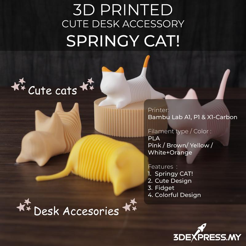 [3D PRINTED] Springy Cat - Cute Desk Accesory - TikTok Shop Malaysia