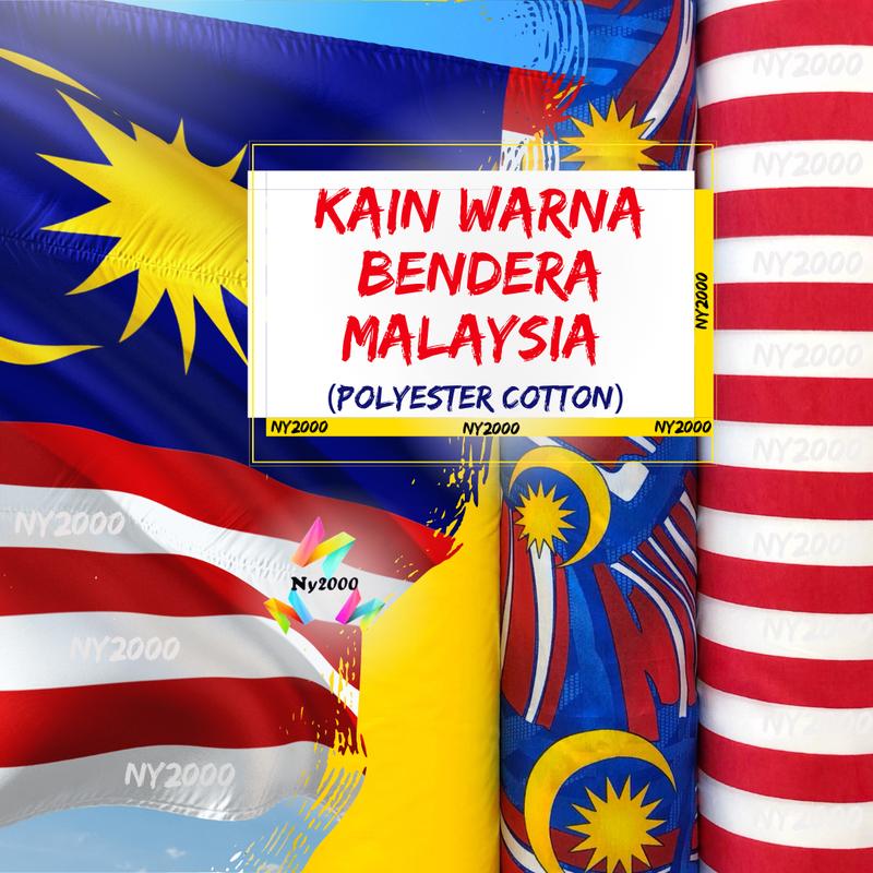 (Kain Polyester) Kain Warna Plain & Jalur Merah Bendera Malaysia ...