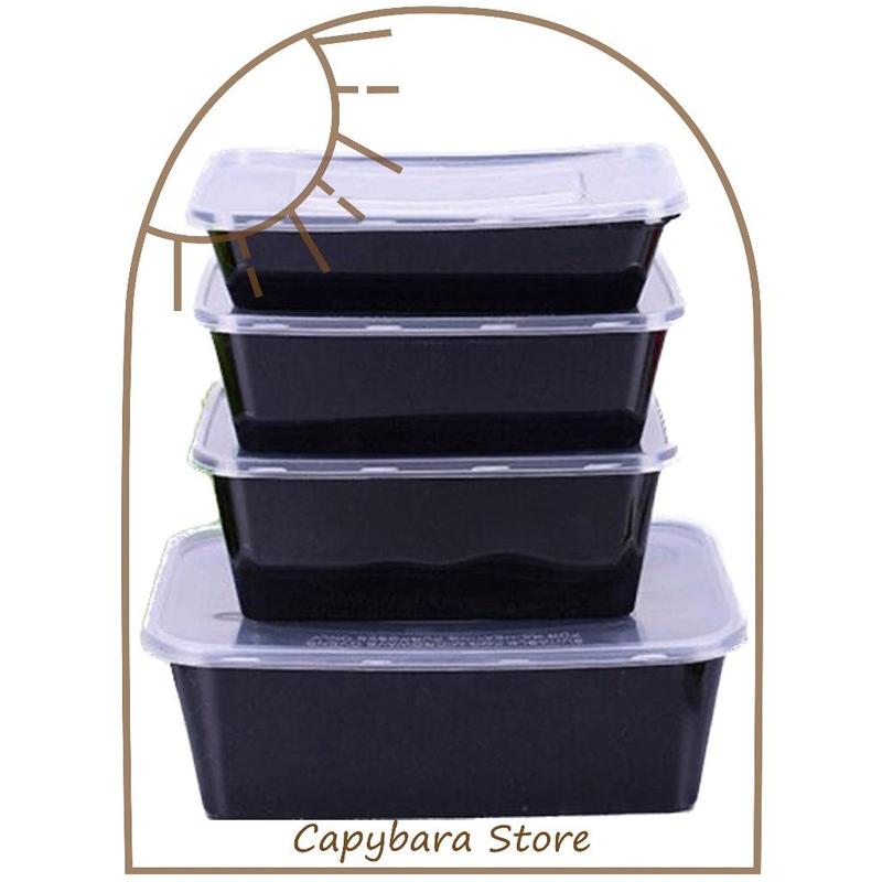 (Black) Rectangular Disposable Plastic Food Container | 1000ml/750ml/650ml/500ml - TikTok Shop ...