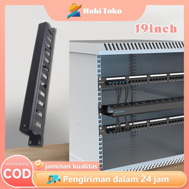 19 Inch Kabel Rak Server Logam 24 Slot Cable Manager Wire Management ...