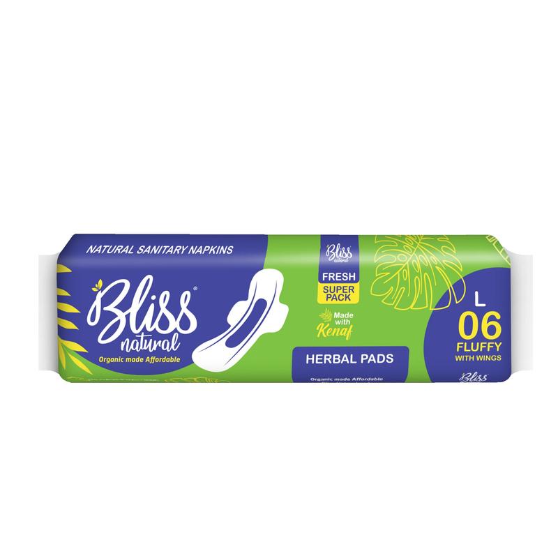Bliss L Fluffy Natural Sanitary Pads (Pack of 6) / Tuala Wanita ...