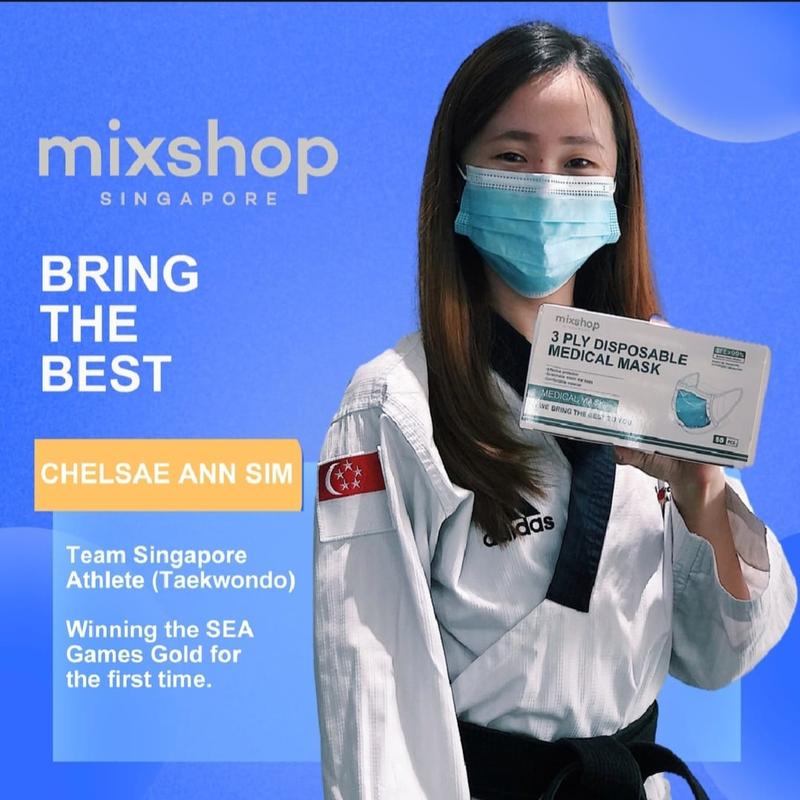 Mixshop MS1 3PLY Medical & Face Mask, Black/Blue, 50pcs/box, for Adults ...