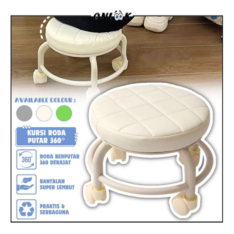 Kursi Mini Bentuk Bulat Dengan Roda Putar 360° Minimalis / Bangku ...