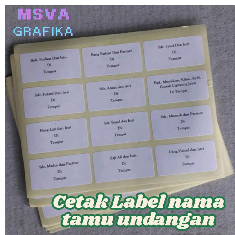 Sticker Label nama tamu untuk surat undangan (Harga Tertera sudah ...