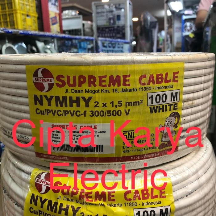 Jual Kabel Supreme NYMHY 2X1.5 MM Serabut 50M Putih / NYMHY 2X1,5 MM ...