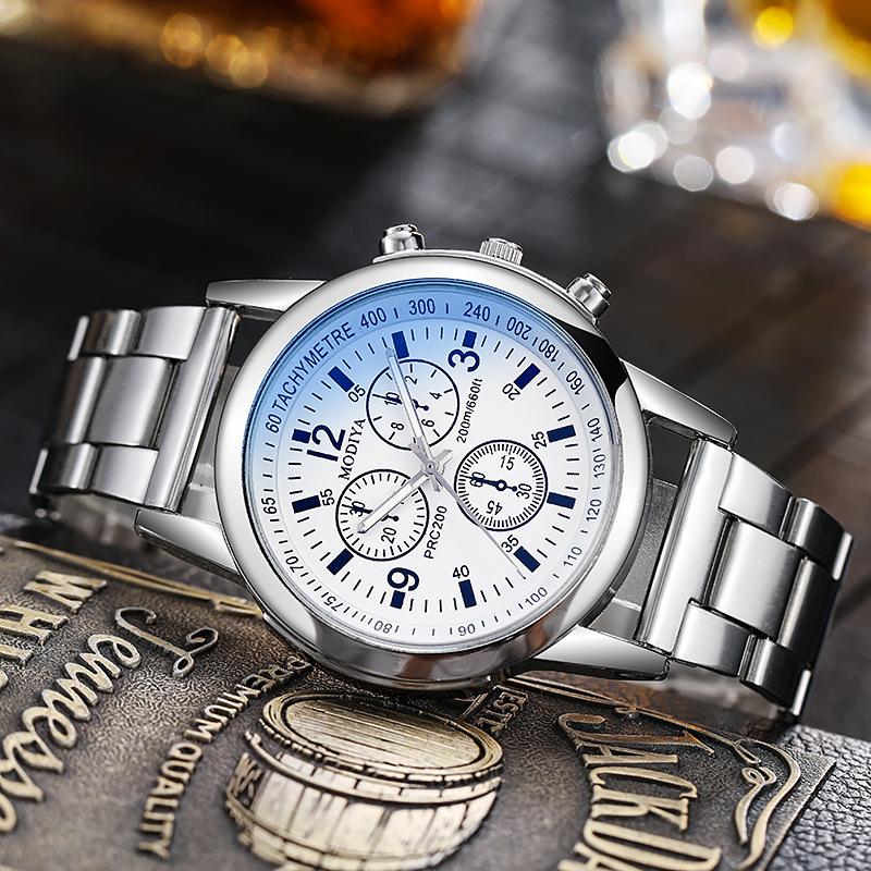 Men's Watch Blue Light Glass Steel Band Casual Fashion Quartz - TikTok ...