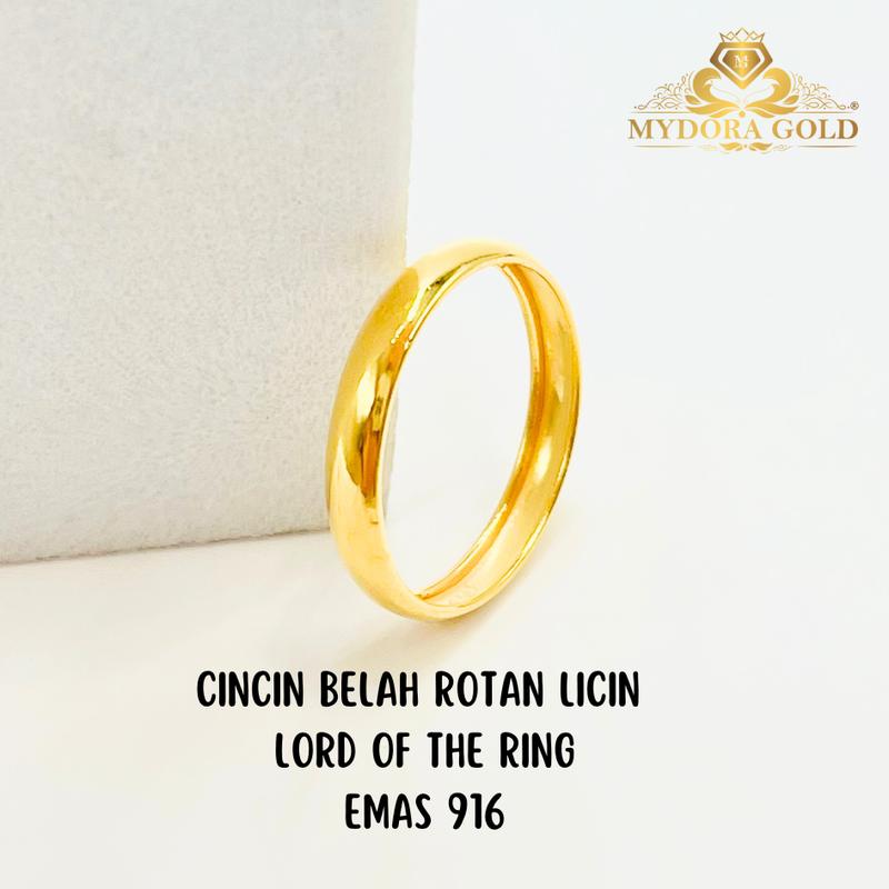 MYDORA Cincin Belah Rotan Licin | Lord of the Ring | EMAS 916/22k ...