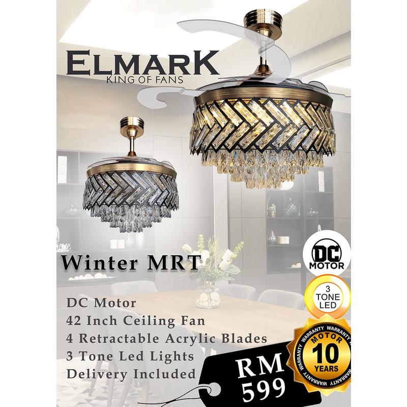 Ceiling Fan Elmark 42" Fanaway Winter MRT Retractable Blade | - TikTok ...