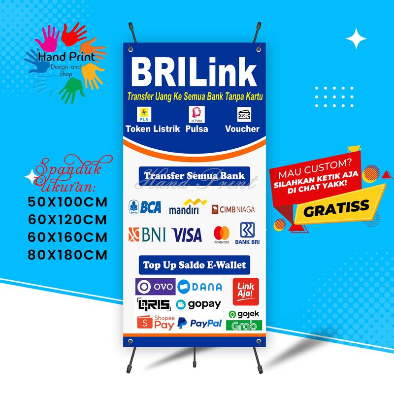 Cetak Spanduk Banner Bri link Atm Mini Konter MMT Spanduk Custom 60x160 ...