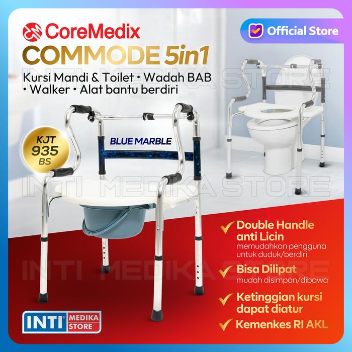 Promo COREMEDIX - Shower + Commode Chair + Walker 5in1 KJT 935 BS ...