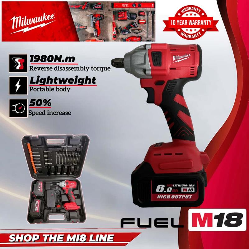 Milwaukee Brushless Impact Wrench, Alat Bor Elektrik 6.0 Bateri ...