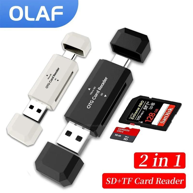 Pembaca Kad SD TF, Jenis C, 2 dalam 1 Pembaca Kad USB 2.0, untuk PC dan ...