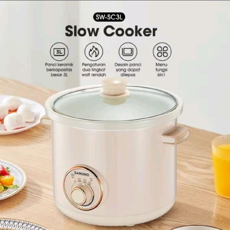 SAMONO Slow Cooker 3L Panci MPASI Bayi dan Memasak Comfort Food Low ...