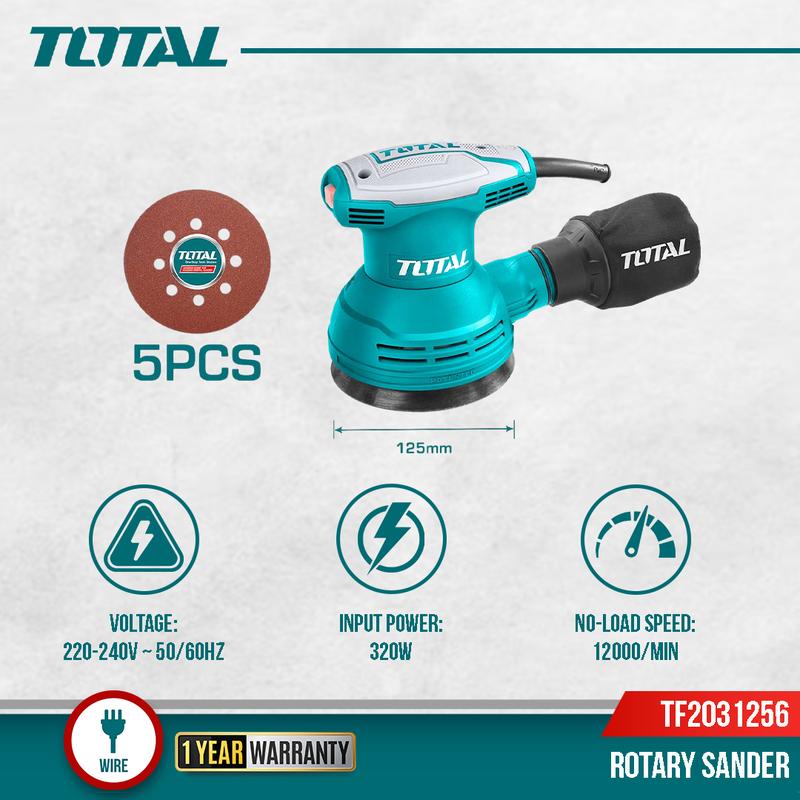 TOTAL Rotary Sander Sanding Pad (320W/125mm x 5") [Free Sand - TikTok ...