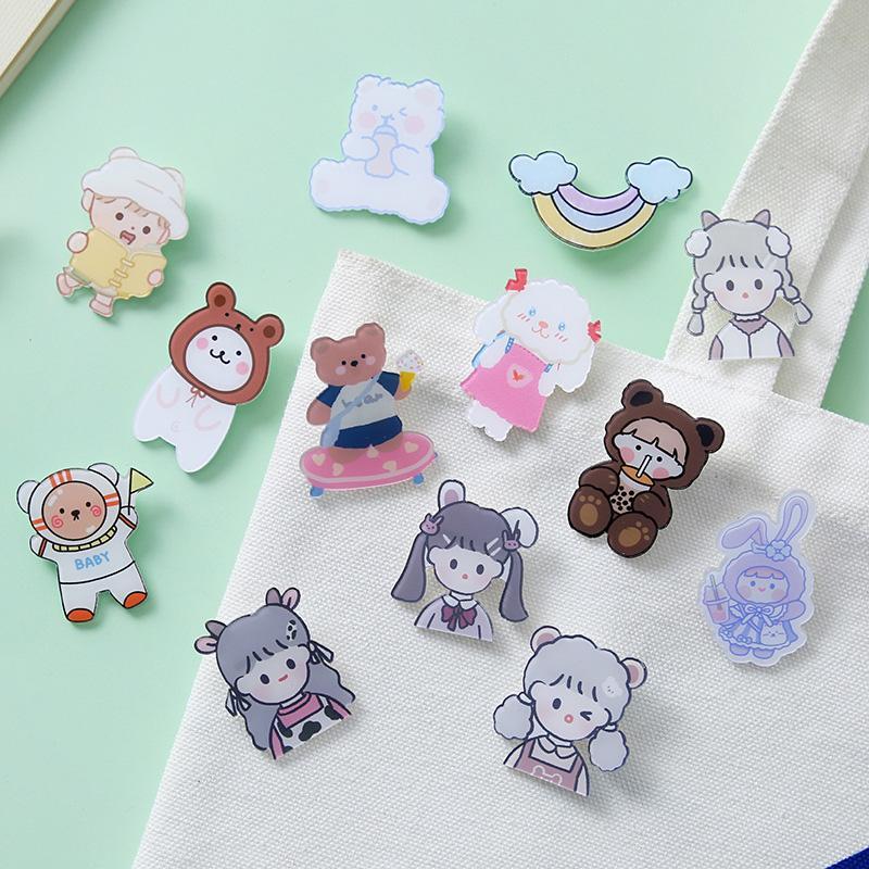 【Fulisa】Acrylic Brooch Creative Cute Cartoon Brooch Personality ...