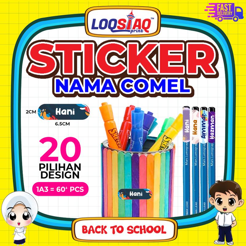 Sticker Nama Comel Pelajar Sekolah Rendah 2025 Pelbagai Warn - TikTok ...