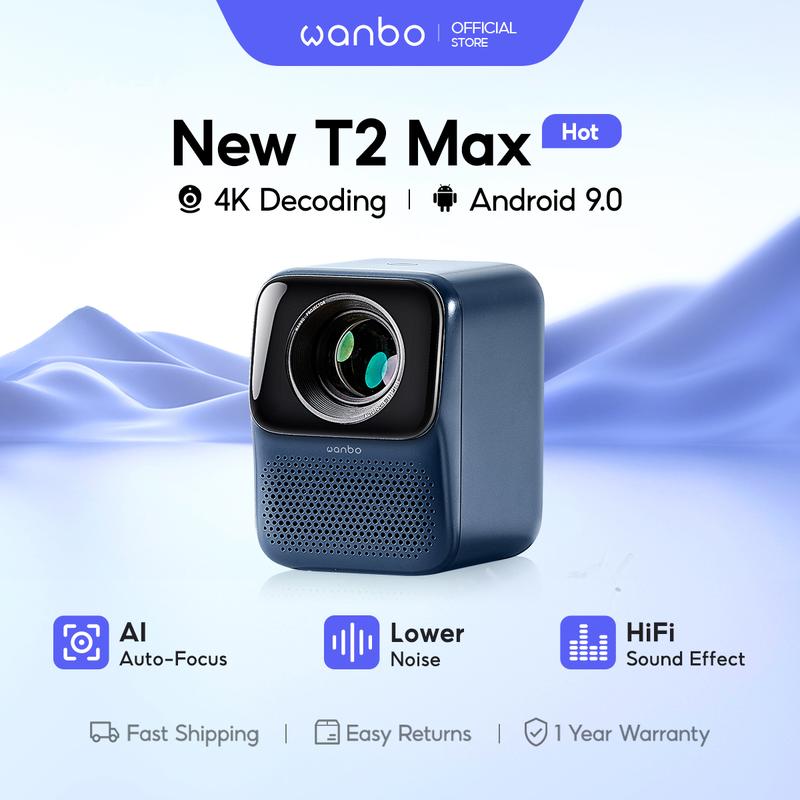 Wanbo New T2 Max Projector 450 ANSI Lumens 1080P Decode 4K Proyektor ...