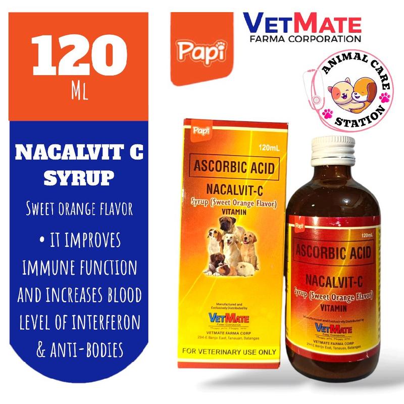 Papi Nacalvit-C Vitamins Syrup for Dogs and Cats 120ml - Immune ...