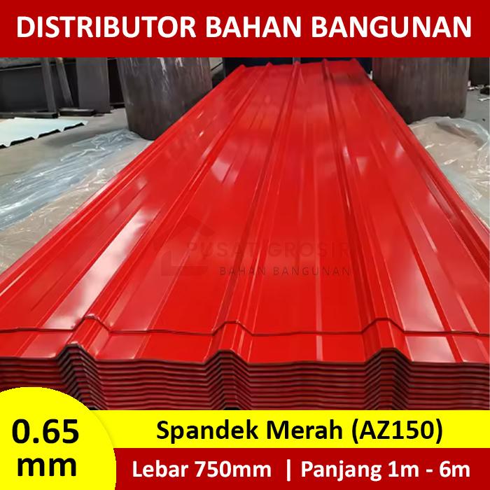 Jual Atap Spandek Merah SNI TKDN 0.65 750mm AZ150 Sertifikat Panjang 1 ...