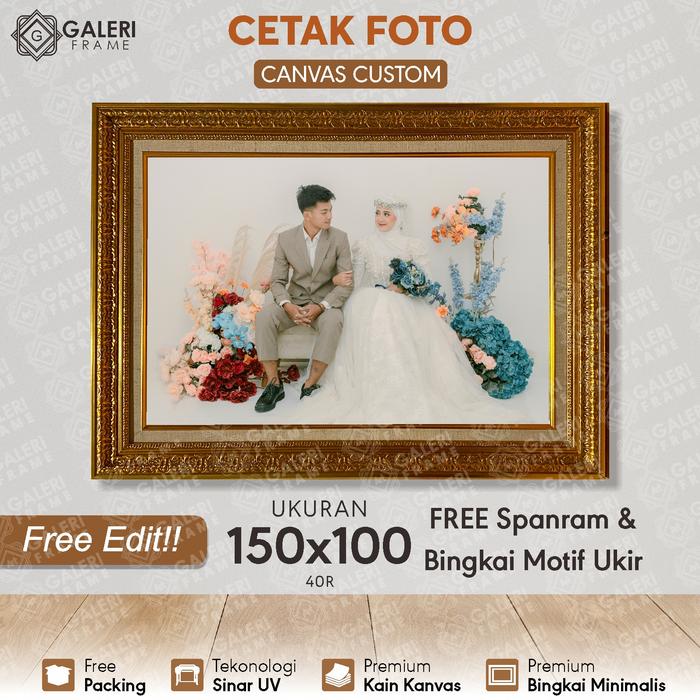 Jual Cetak Foto Kanvas Jumbo 100x150 cm 40R dengan Bingkai Motif Ukir ...