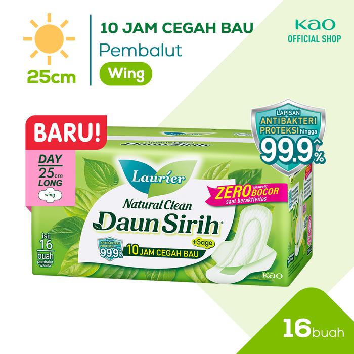 Promo Laurier Natural Clean Day 16s - Pembalut Daun Sirih Long Wing ...