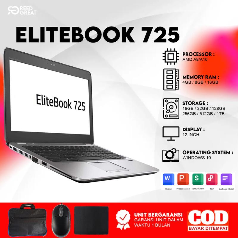 LAPTOP ELITEBOOK 725 G4 SERIES AMD A8/A10 RAM 8GB/16GB SSD 128GB - Shop | Tokopedia