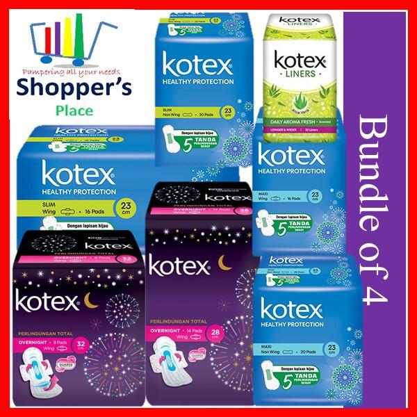 KOTEX [BUNDLE OF 4] SANITARY PAD/Overnight/Maxi Wing/Non Wing/Slim ...