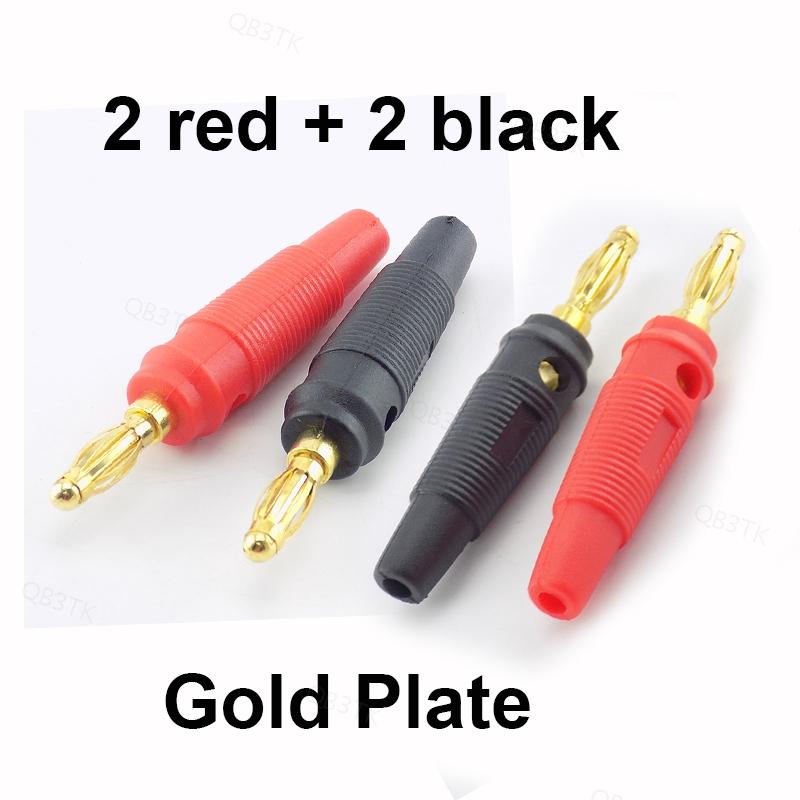 4pcs 4mm Banana plug Audio Speaker Screw Gold Plate Plugs adapter ...